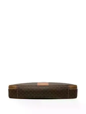Celine 1996 Macadam Coated Canvas Briefcase Business Bag - Brown