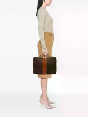 Celine 1996 Macadam Coated Canvas Briefcase Business Bag - Brown