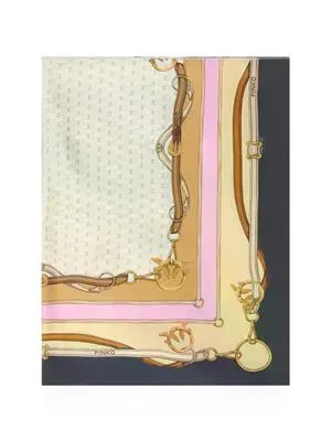 Pinko Love Birds Monogram-print Scarf - Neutrals