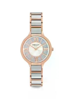 KENNETH COLE Crystal-embellished 33mm Watch - White