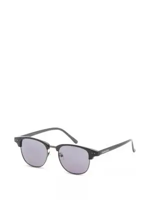 Calvin Klein Logo-lettering Round-frame Sunglasses - Black