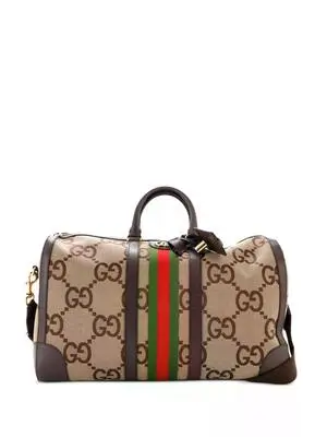 Gucci Savoy Web Convertible Duffle Bag Jumbo Gg Canvas Large Travel Bag