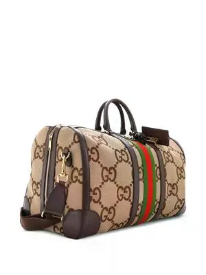 Gucci Savoy Web Convertible Duffle Bag Jumbo Gg Canvas Large Travel Bag
