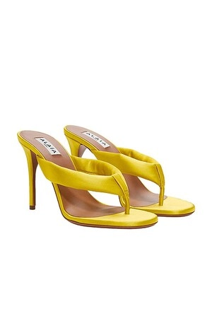 Alaïa Padded Viscose & Silk Heeled Sandals - Citron