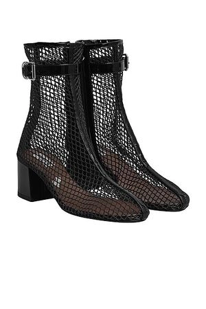 Alaïa Fishnet Boot With Patent Accents