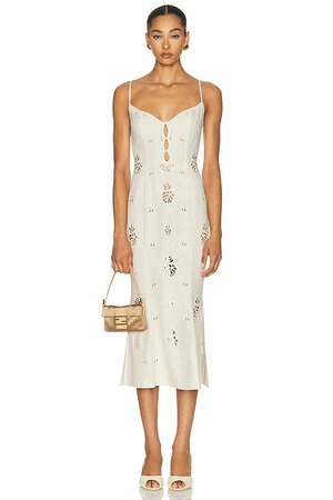 MIRROR PALAIS Regina Eyelet Linen Dress