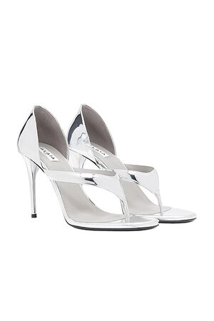Alaïa Metallic Leather Thong Sandals