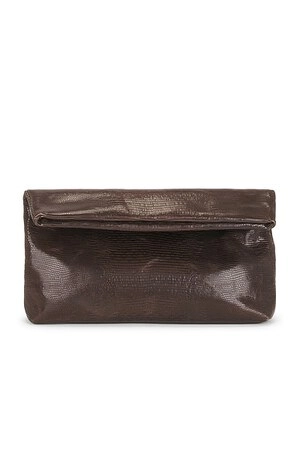 NILI LOTAN Jerry Clutch - Dark Brown Lizard