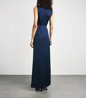 Erdem Embroidered Satin Pencil Gown
