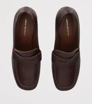 Dries Van Noten Leather Heeled Loafers - Burgundy