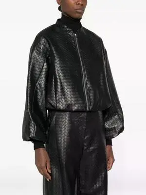 Imperial Woven-effect Balloon-sleeve Jacket