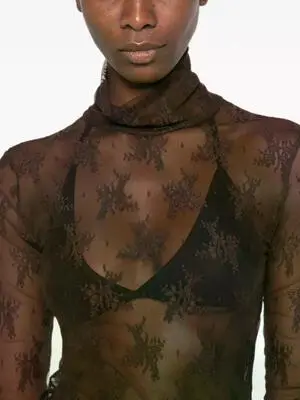 Imperial Floral-lace Roll-neck Top