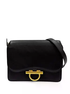 FERRAGAMO 2010-2026 Leather Gancini Joanne Crossbody Bag - Black