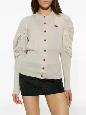 VIVIENNE WESTWOOD Eli Ruched Sleeve Cardigan - Neutrals