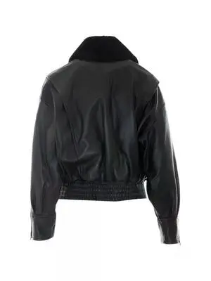 IVY OAK Laila Lane Shearling-collar Leather Jacket - Black