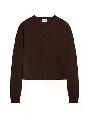 Closed Button-up Crew-neck Cardigan