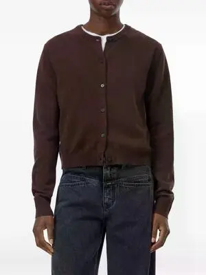 Closed Button-up Crew-neck Cardigan