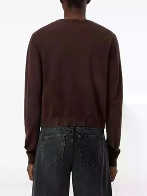 Closed Button-up Crew-neck Cardigan