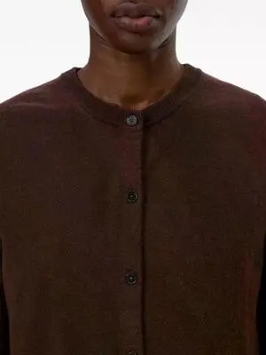 Closed Button-up Crew-neck Cardigan
