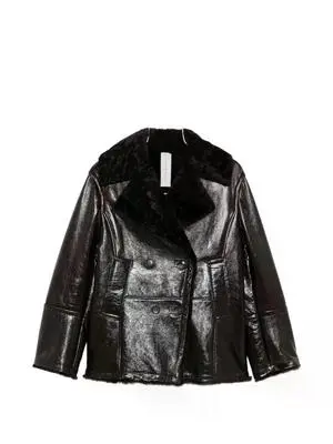FURLING BY GIANI Shearling-collar Double-breasted Jacket - Brown