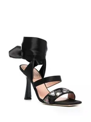 Alberta Ferretti 105mm Bead-embellished Lace-up Sandals