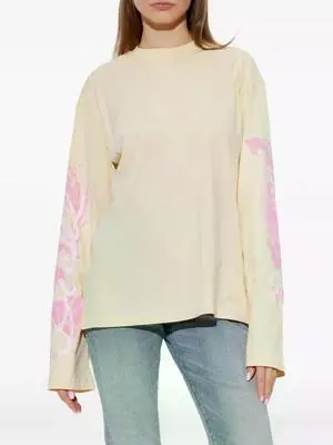 DIESEL® Long-sleeve T-shirt With Graphic Prints And Crystals