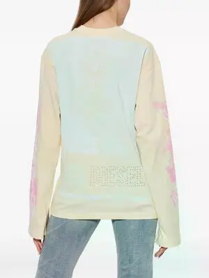 DIESEL® Long-sleeve T-shirt With Graphic Prints And Crystals
