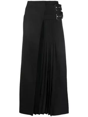 Alberta Ferretti Buckle-detail Pleated Skirt - Black