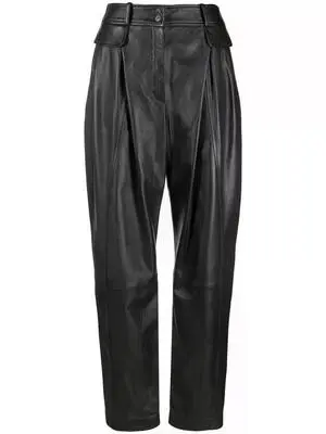 Alberta Ferretti High-waisted Leather Trousers - Grey