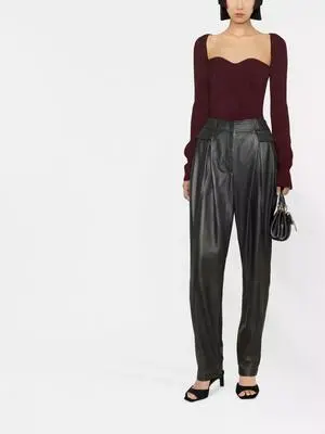 Alberta Ferretti High-waisted Leather Trousers