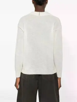 PANICALE V-neck Drop-shoulder Knitted Sweater With Crystal Embellishment