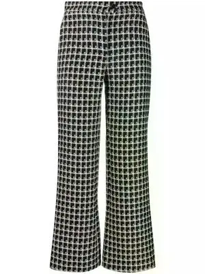 Alberta Ferretti Cropped Geometric-print Trousers - Black