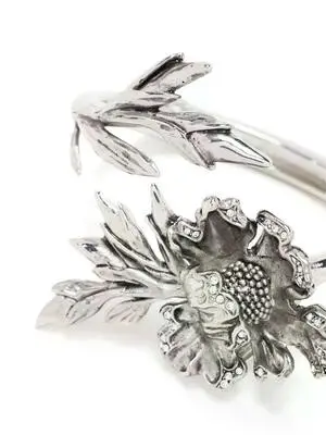 Alberta Ferretti Tone Asymmetric Floral Cuff Bracelet