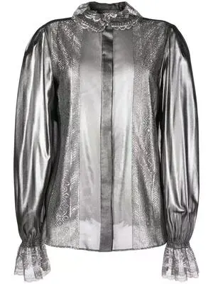 Alberta Ferretti Laminated Finish Lace Shirt