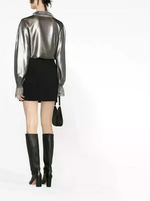 Alberta Ferretti Laminated Finish Lace Shirt