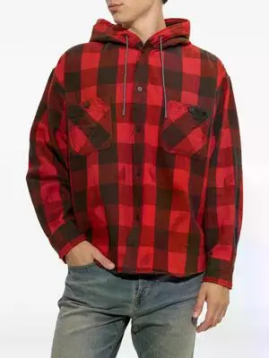 DIESEL® Distressed-hooded Shirt In Check Flannel