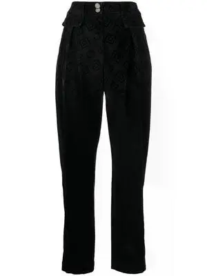 Alberta Ferretti Geometric-print High-waisted Trousers - Black