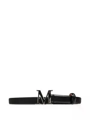 Max Mara Logo-plaque Leather Belt - Black