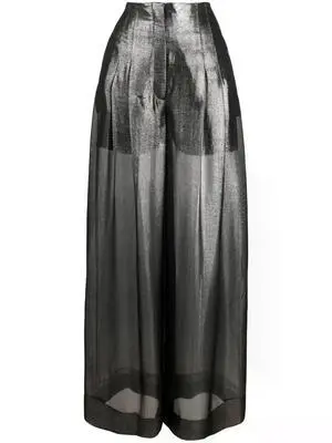Alberta Ferretti Metallic High Waist Wide-leg Trousers