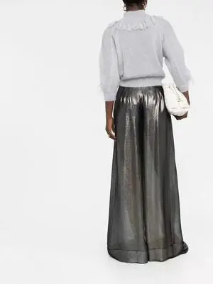 Alberta Ferretti Metallic High Waist Wide-leg Trousers