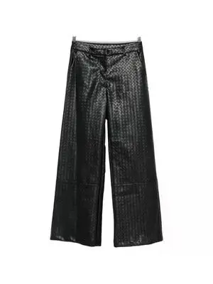 Imperial Basket-weave Wide-leg Trousers - Black