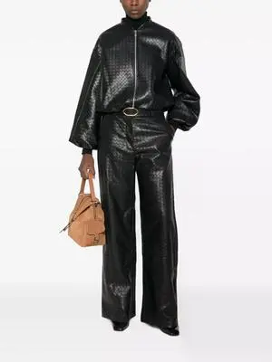 Imperial Basket-weave Wide-leg Trousers