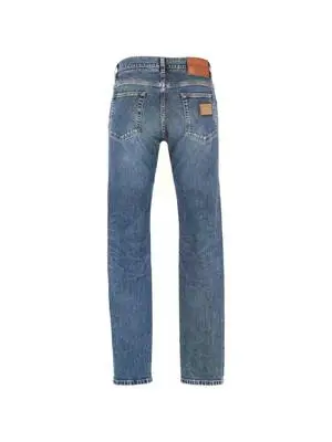 Dolce & Gabbana Logo-plaque Straight-leg Jeans - Blue