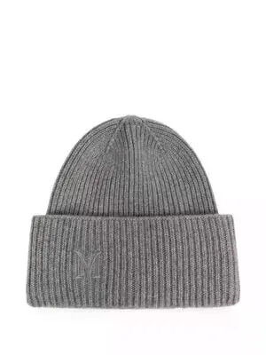 Max Mara Logo-embroidered Beanie Hat - Grey