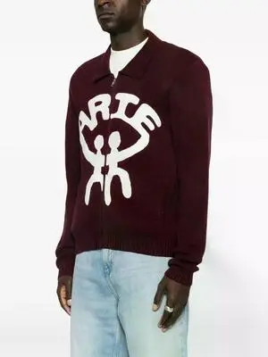 ARTE ANTWERP Graphic-intarsia Zip-up Sweater
