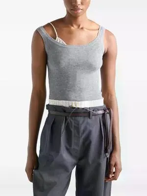 Prada Ribbed Knit Cashmere Tank Top