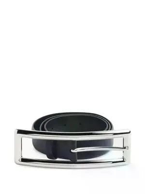 MUGLER Silver Rectangle Buckle Belt - Black