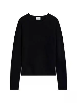Closed Crew-neck Long-sleeve Sweater - Black