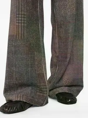 BYE Patchwork Check Wide-leg Trousers - Brown