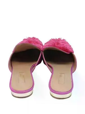 AQUAZZURA Powder Puff Pom-pom Embellished Mules